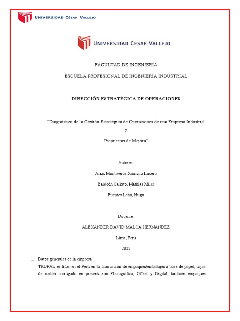 DEO - Informe Grupal | PDF | Calidad (comercial) | Business