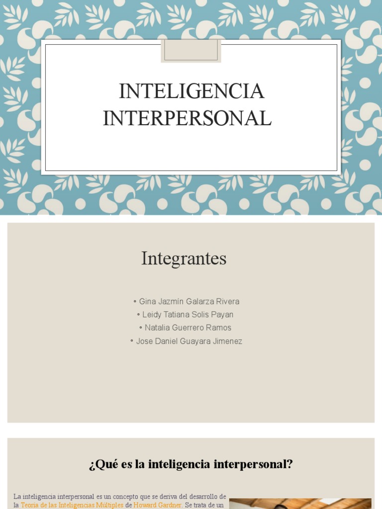 Inteligencia Interpersonal | PDF | Inteligencia | Cerebro