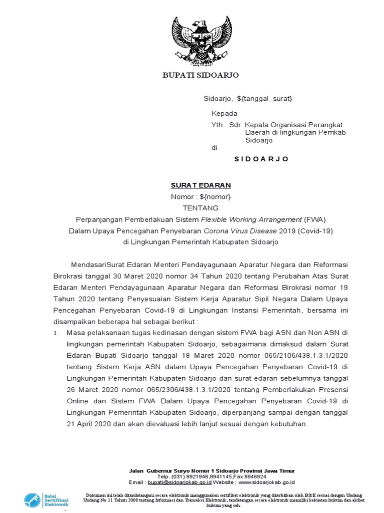 @surat - Edaran KOP BUPATI | PDF