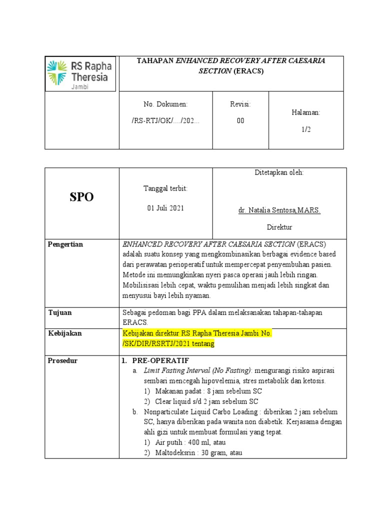Spo Tahapan Eracs | PDF