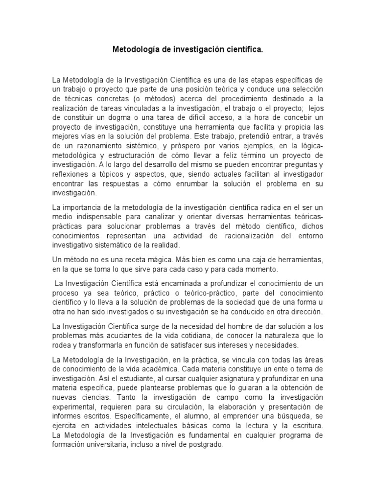 Conclusion Metodoligia de La Investigacion Cientifica | PDF | Método ...