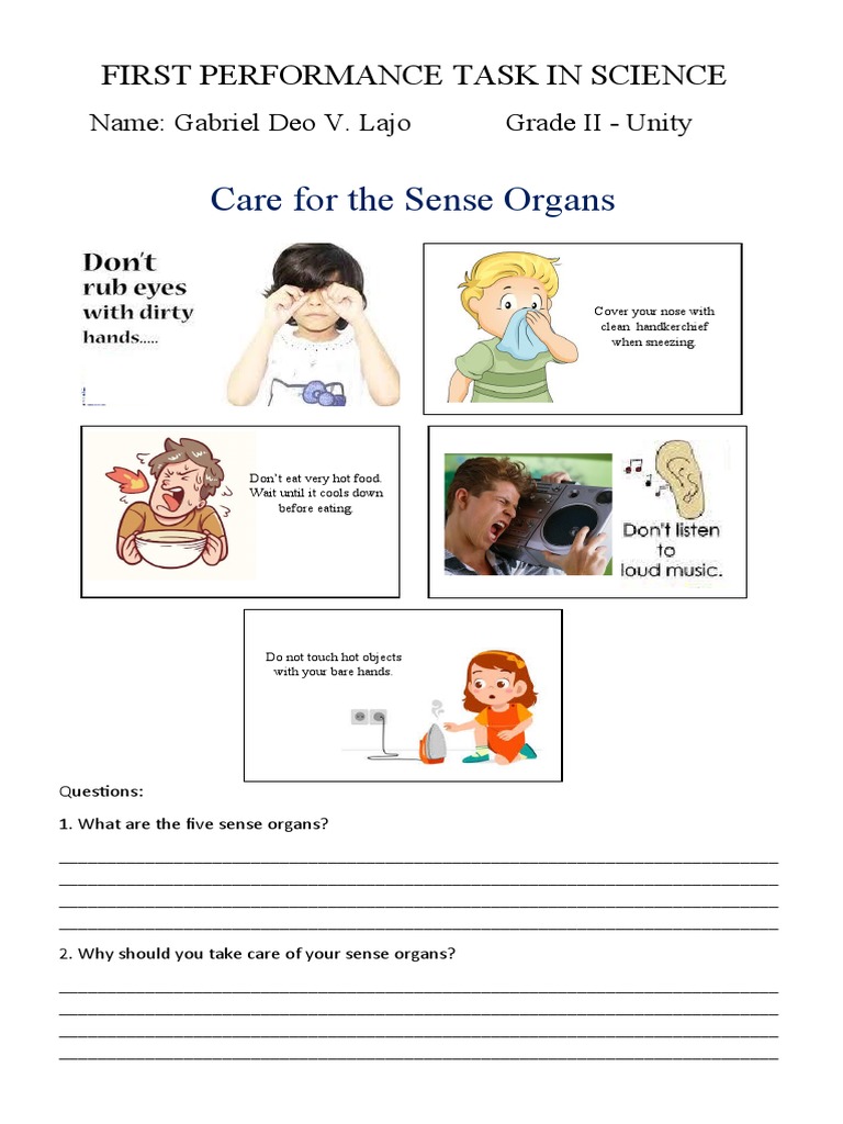 Care for Your Sense Organs: Grade 2 Guide | PDF | Self-Improvement