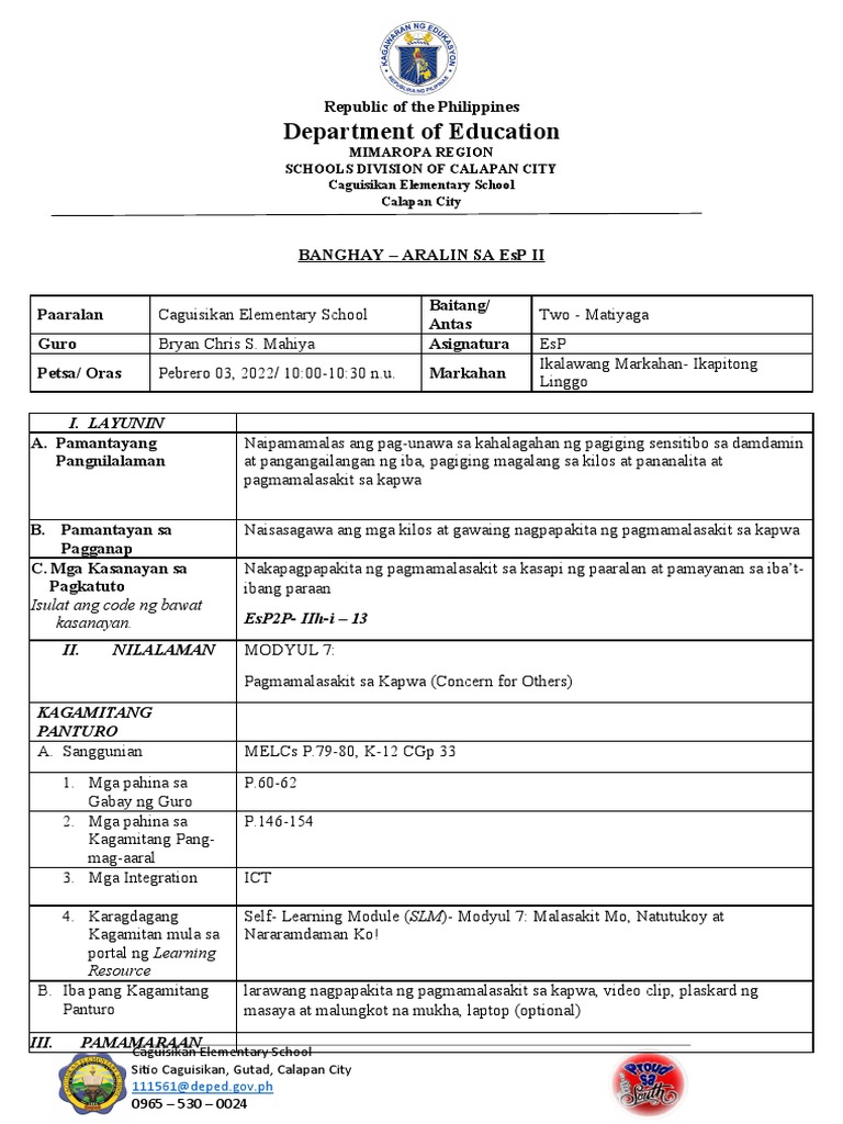 Final-Cot Lesson Plan For Esp | PDF