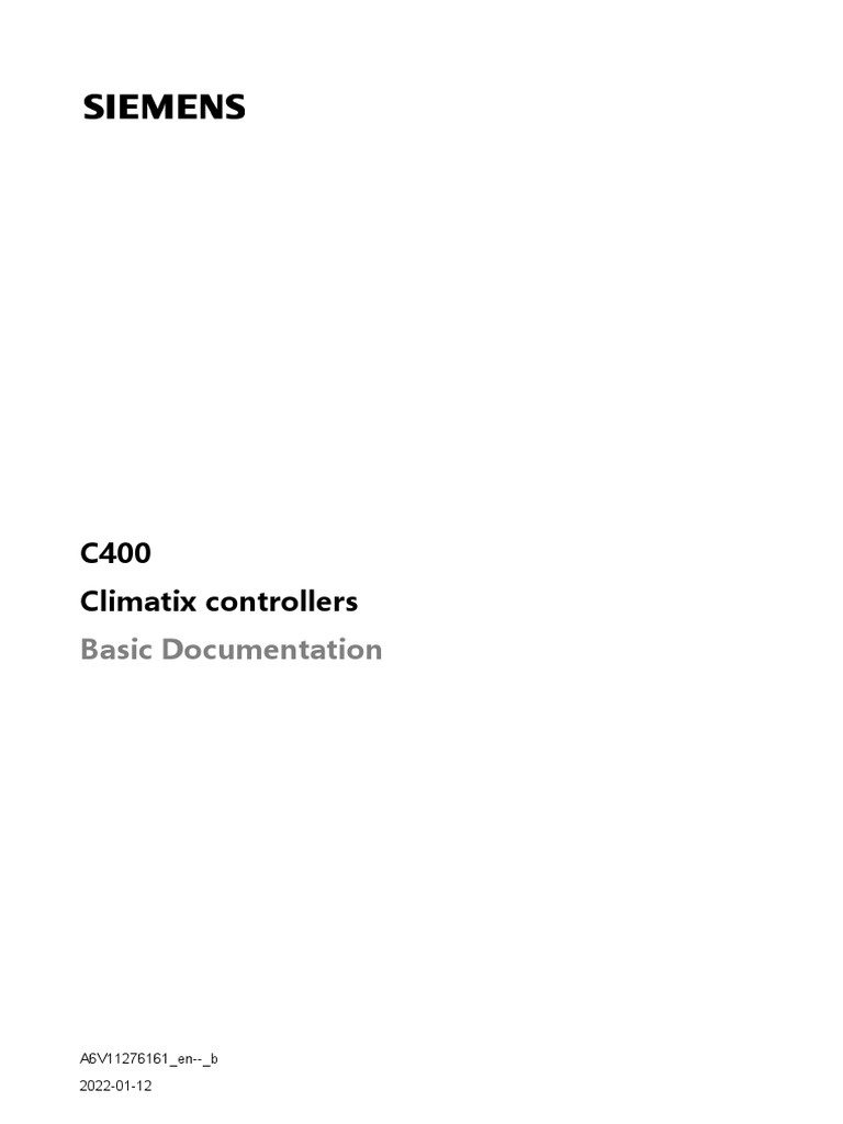 A6V11763673 - C400 Climatix Controllers Basic Documentation - en | PDF ...