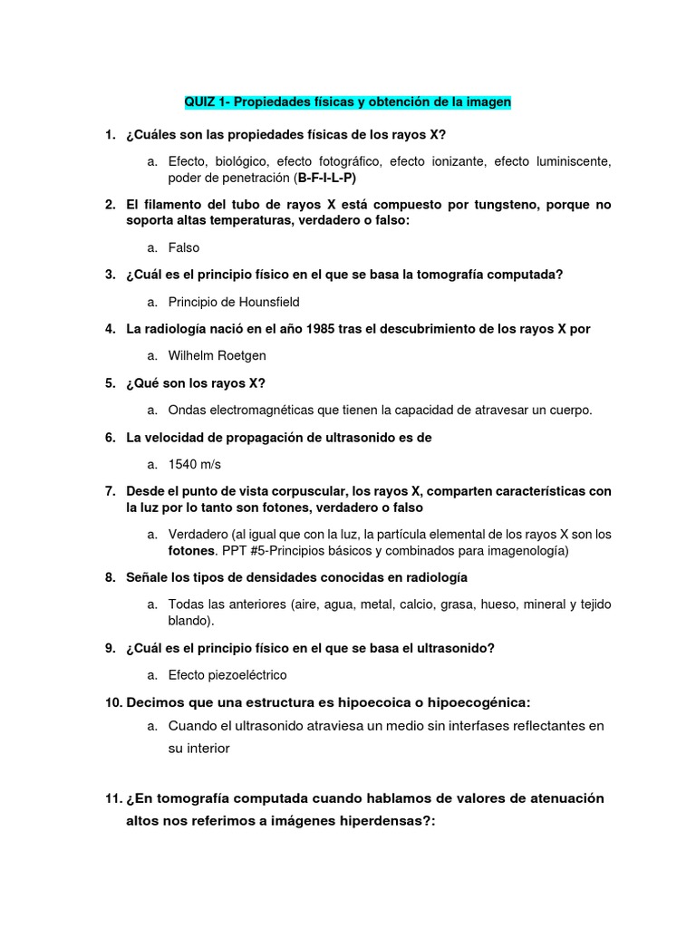 Banco de preguntas Imagenología 2021 | PDF | Rayo X | Radiología
