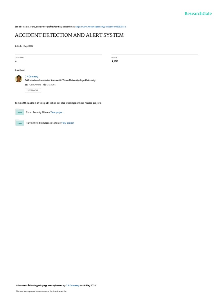 Accident Detection and Alert System | PDF | Arduino | Global ...