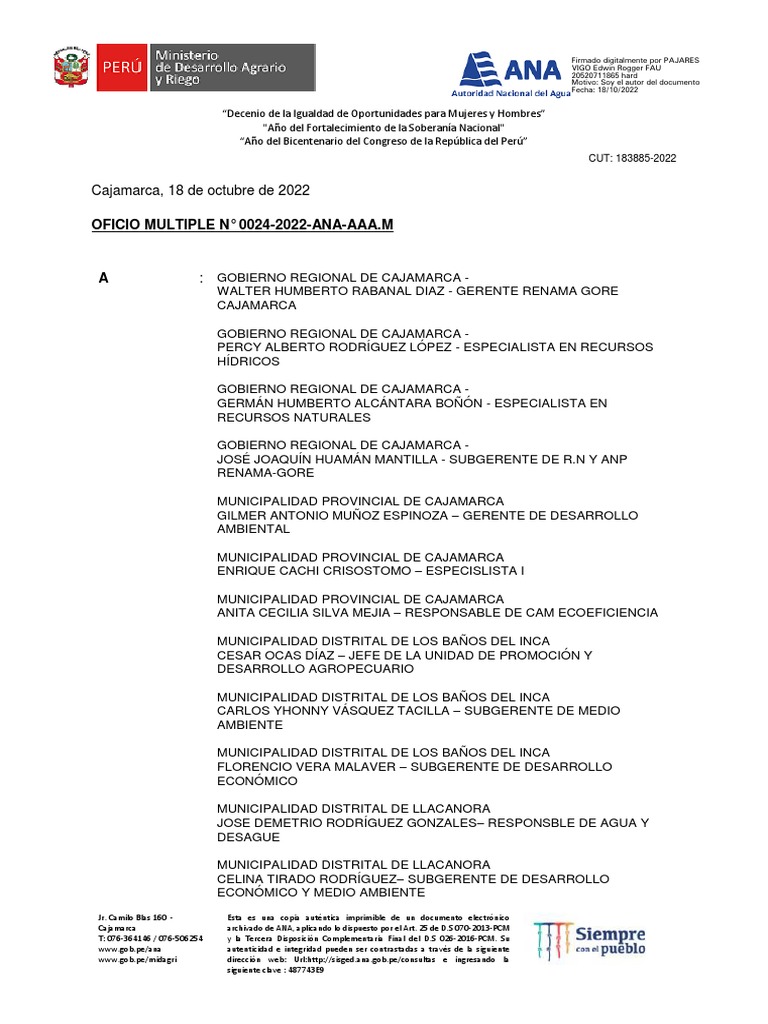 Oficio Multiple #0024-2022-Ana-Aaam | PDF