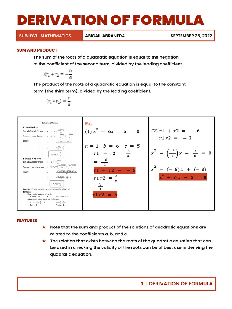 Derivation Formula | Download Free PDF | Quadratic Equation | Equations