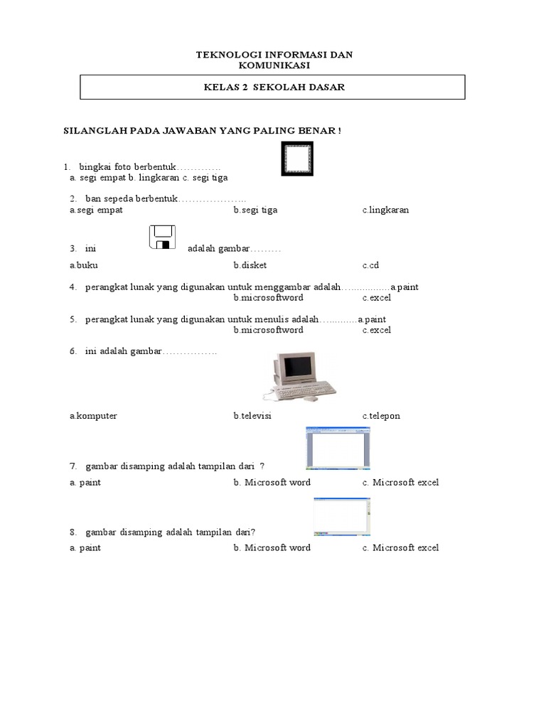 Soal Tik SD Klas II | PDF
