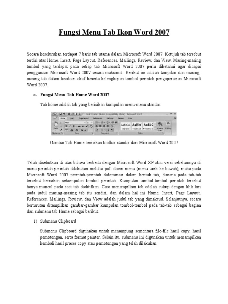 Fungsi Menu Tab Kesimpulan | PDF