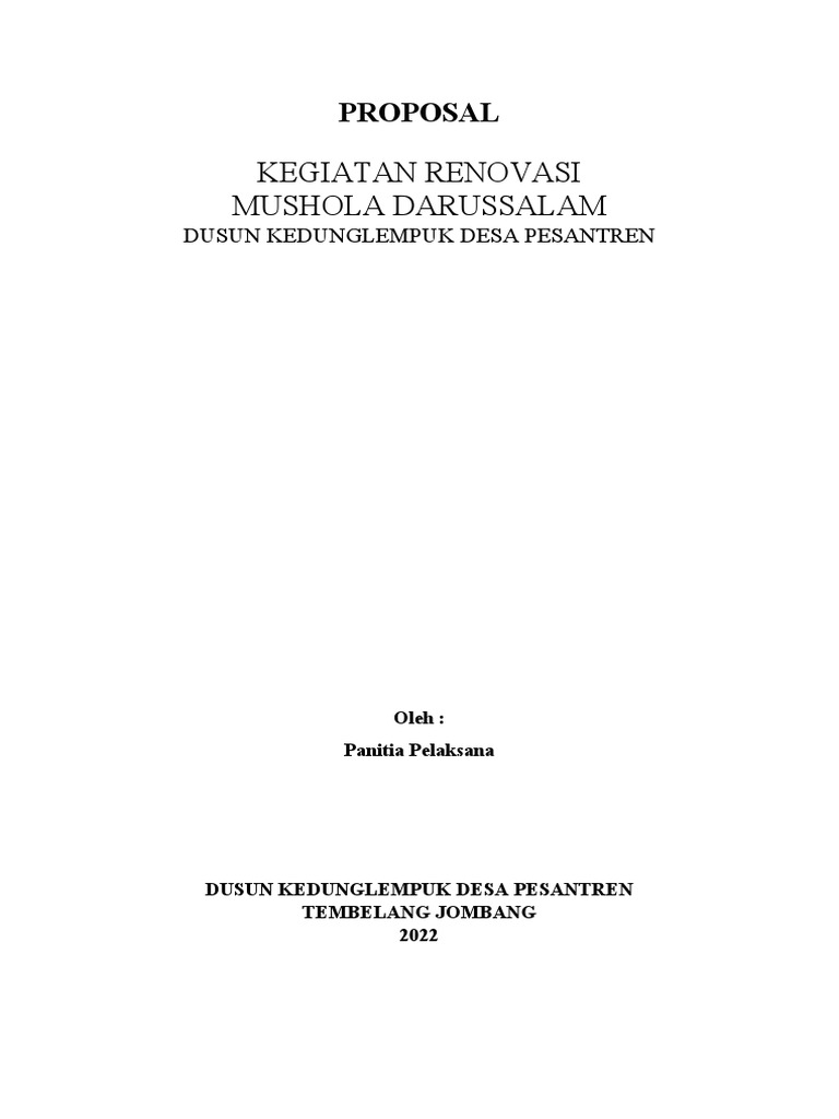 PROPOSAL Renovasi Mushola | PDF