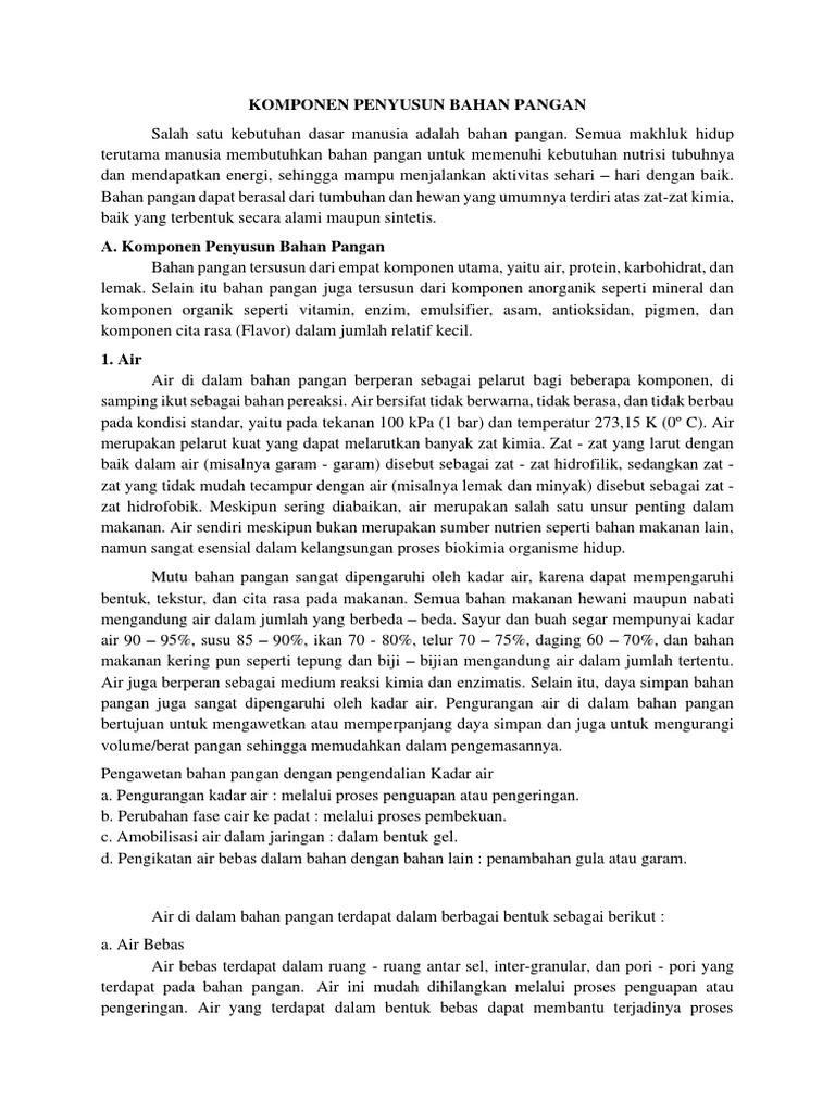 Komponen Penyusun Bahan Pangan | PDF