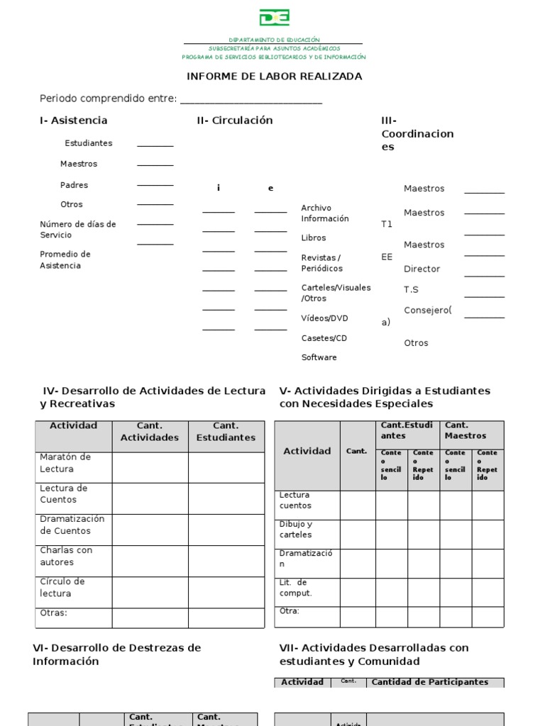 Informe de Labor Realizada (Mensual)