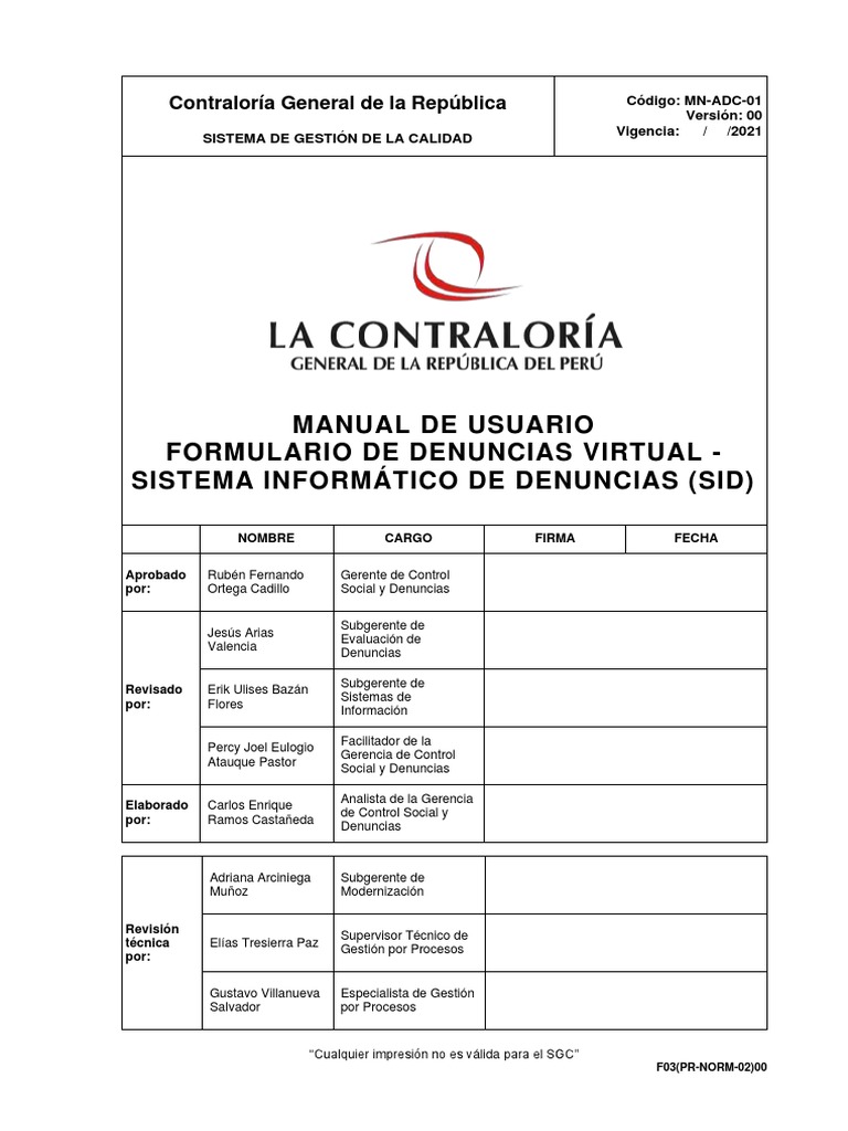 (MN-ADC-01) Manual SID - Formulario Virtual | PDF | Ventana (informática) | Privacidad de la ...