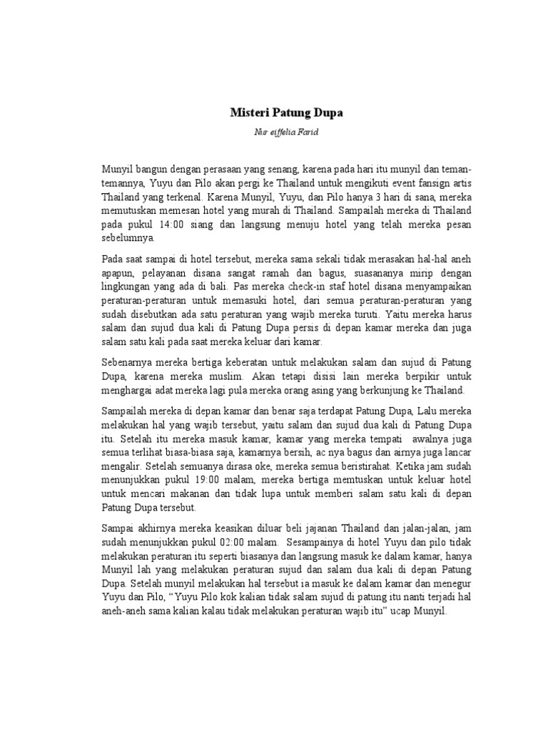 Cerpen Misteri Patung Dupa | PDF