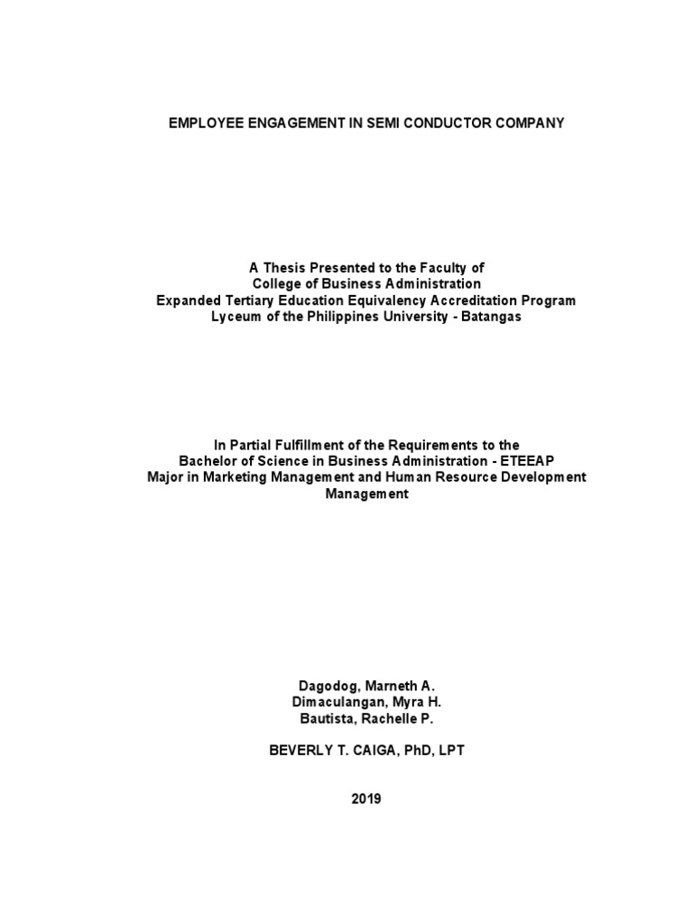 Thesis Work Engagement Semicon Company 01.27 | PDF | Employment | Job ...