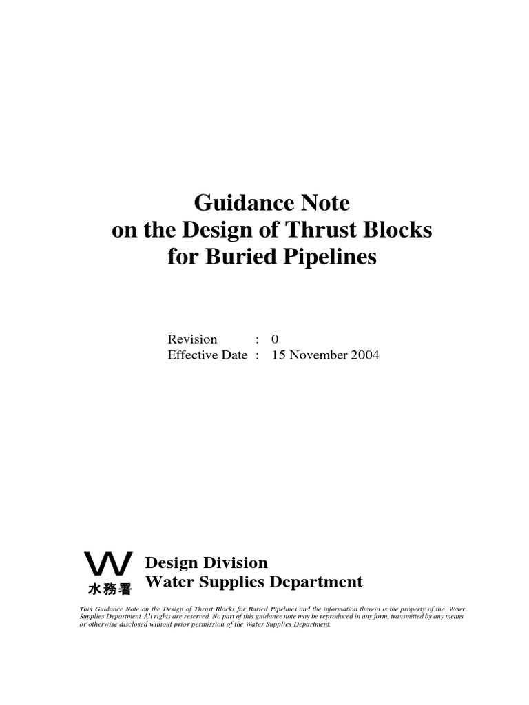 Guidance Note On The Design of Thrust Blocks For Buried Pieplines | PDF ...