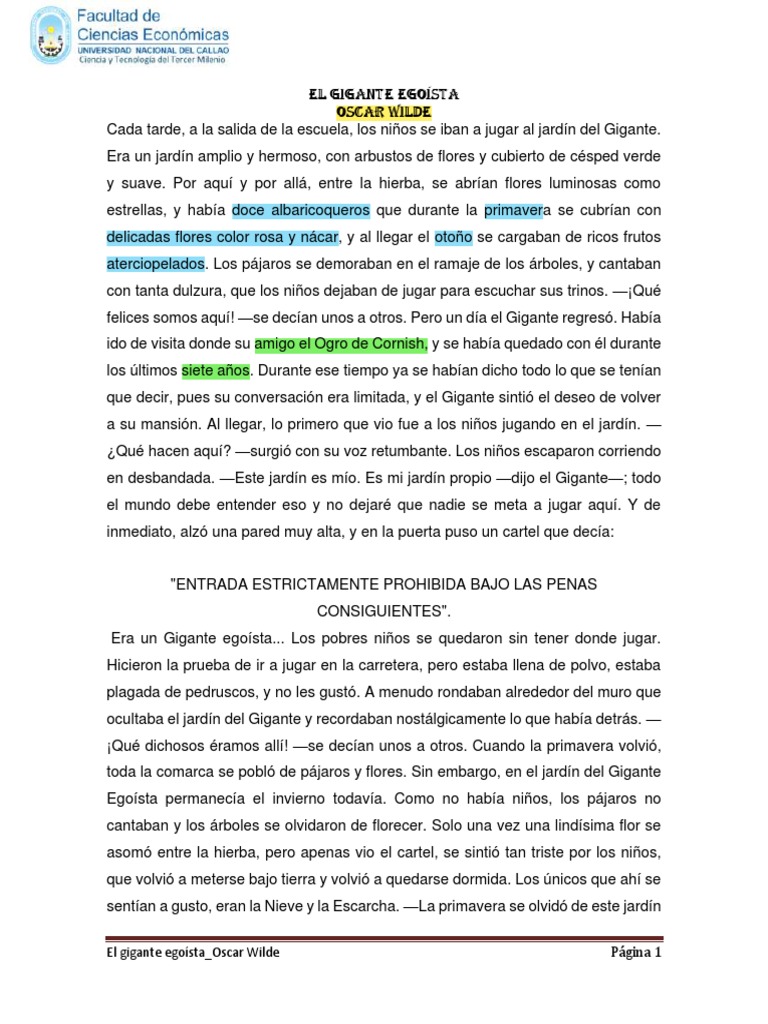 El Gigante Egoísta | PDF