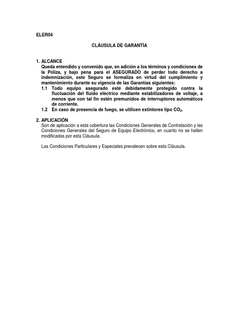 ELER04 Cláusula de Garantía | PDF