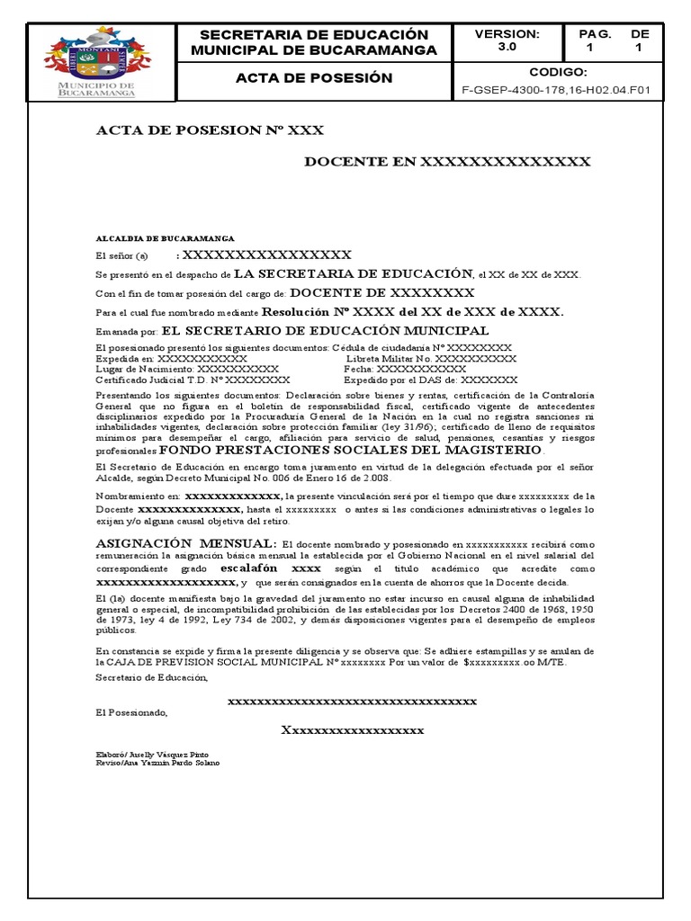 Acta de Posesion | PDF | Gobierno
