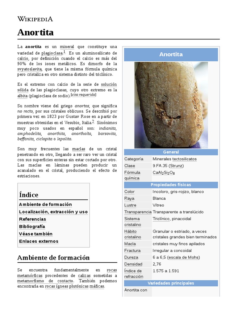 Anortita | PDF | Mineralogía | Minerales