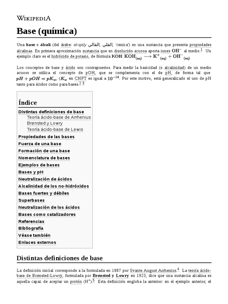 Base (Química) | Descargar gratis PDF | Ácido | Ciencias fisicas