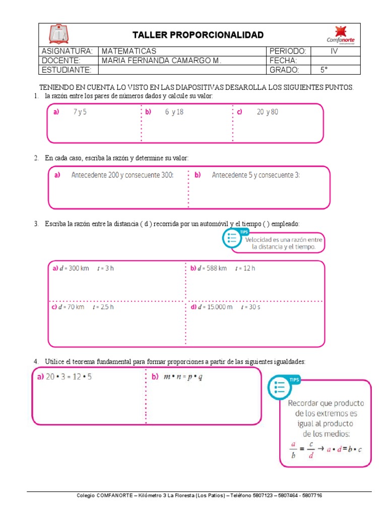 5 - Taller - Razones - y - Proporciones 1. | PDF