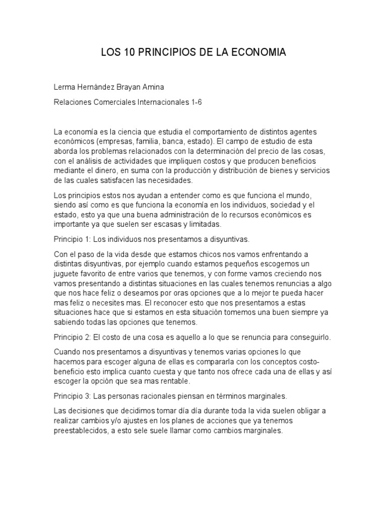 Los 10 Principios de La Economia | PDF | Mercado (economía) | Inflación