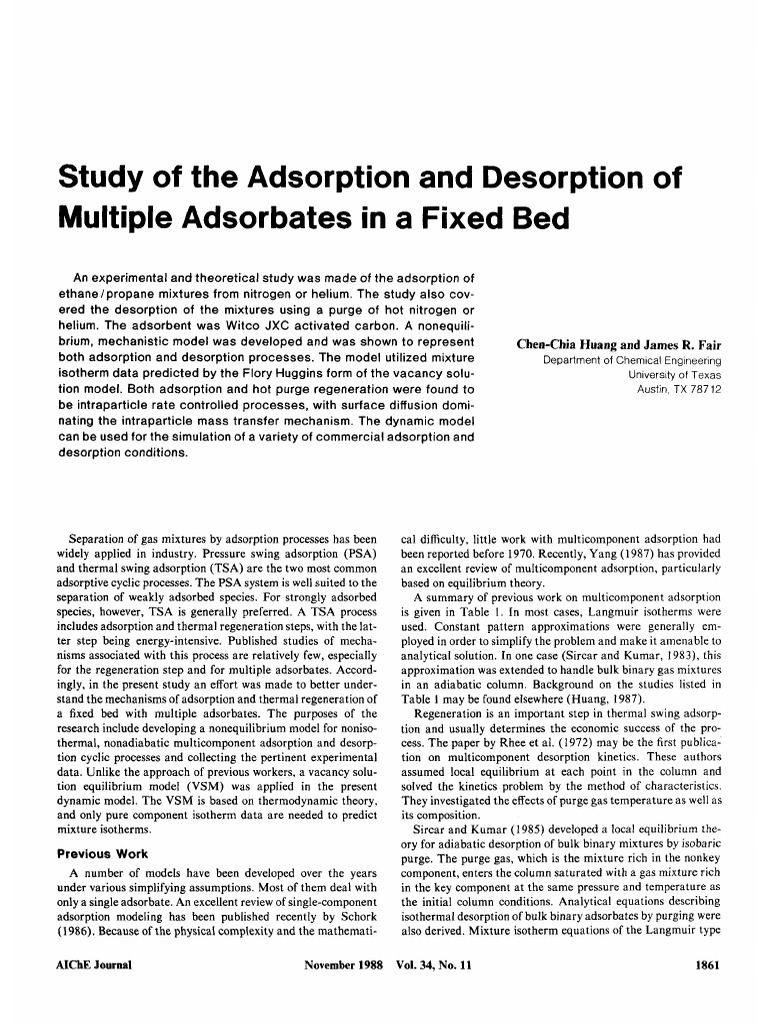 Study of The Adsorption and Desorption of Multiple Adsorbates in A ...