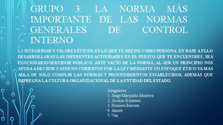 Grupo 3 Taller Norma de Control Interno Más Importante | PDF