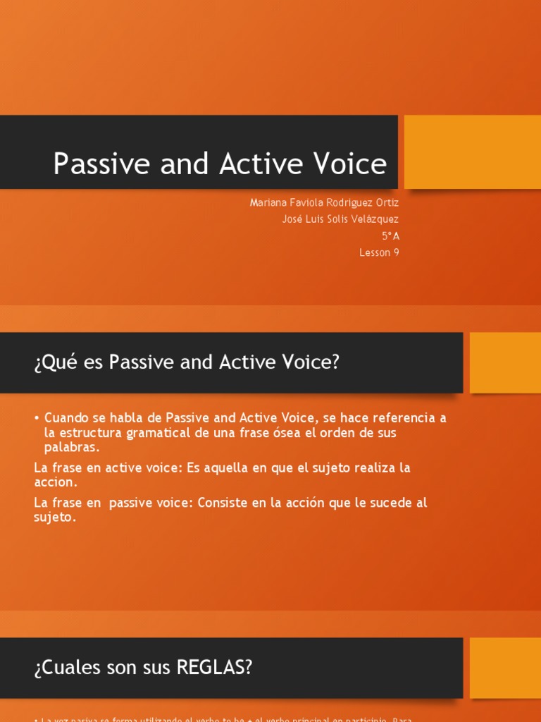 Passive and Active Voice | PDF | Asunto (gramática) | Verbo