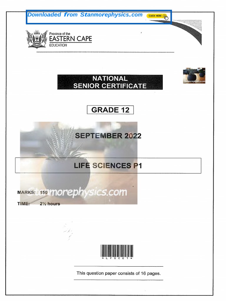 Ec Life Sciences Grade 12 Sept 2022 p1 and Memo Updated | PDF