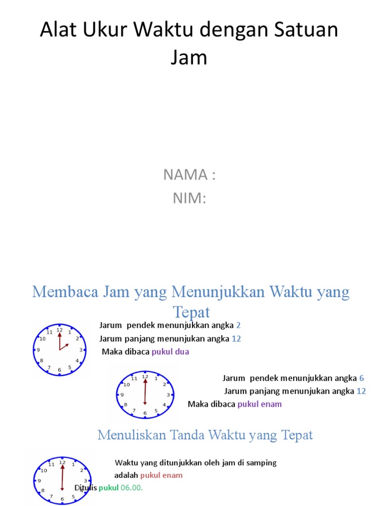 Belajar Membaca dan Menulis Jam | PDF