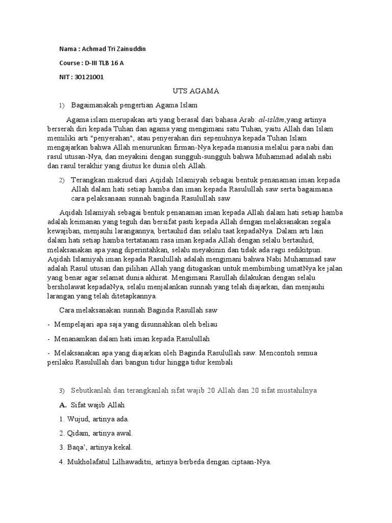 Uts Agama | PDF