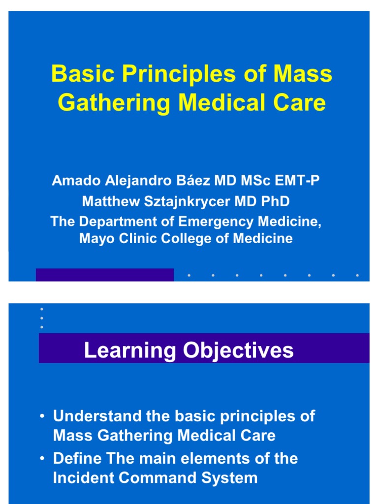 Basic Principles of Mass Gathering Medical Care | PDF