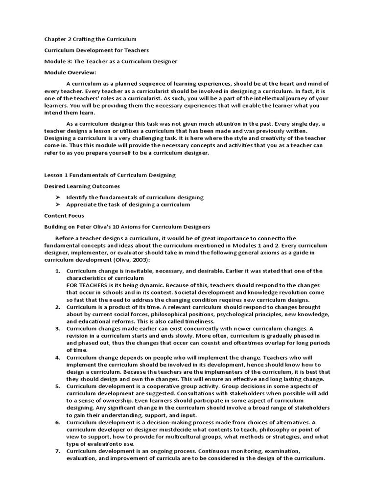 Curriculum Notes - Module 4 | PDF | Curriculum | Educational Assessment