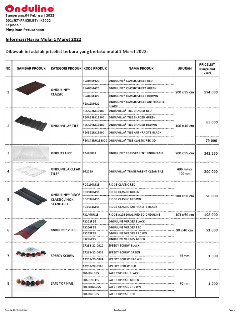 New Pricelist 1 Maret 2022 - End User | PDF