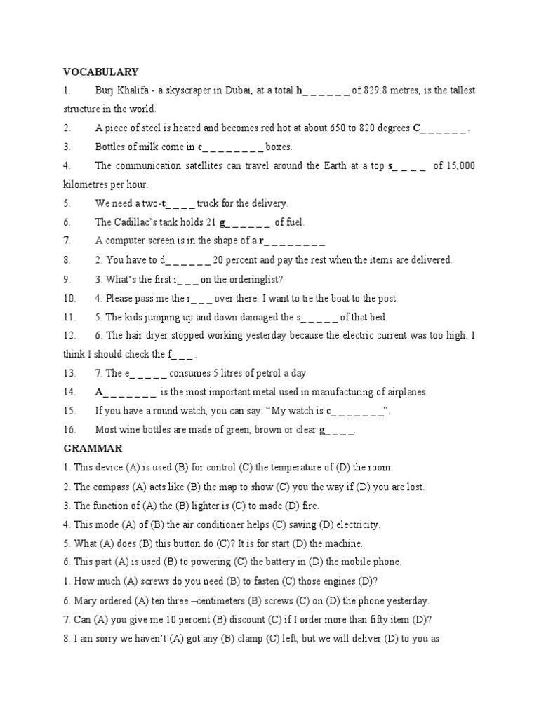 Learn vocabulary and grammar with this educational document | PDF | Manufactured Goods