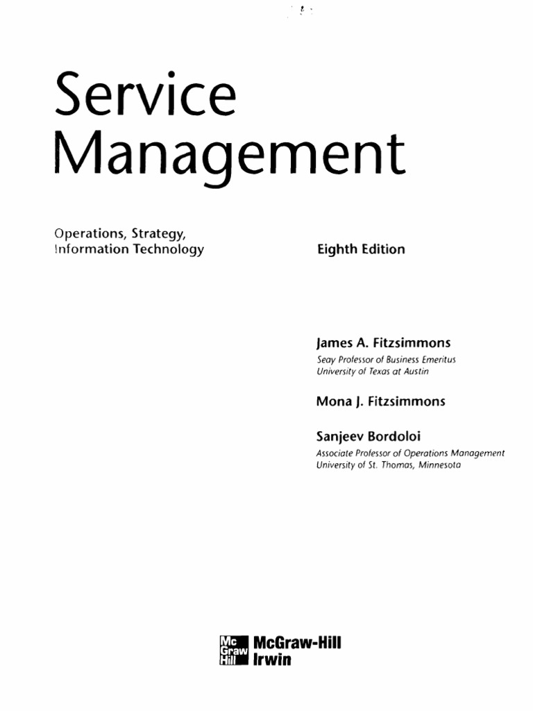 Service Management Operations Strategy James A Fitzsimmons Seay ...
