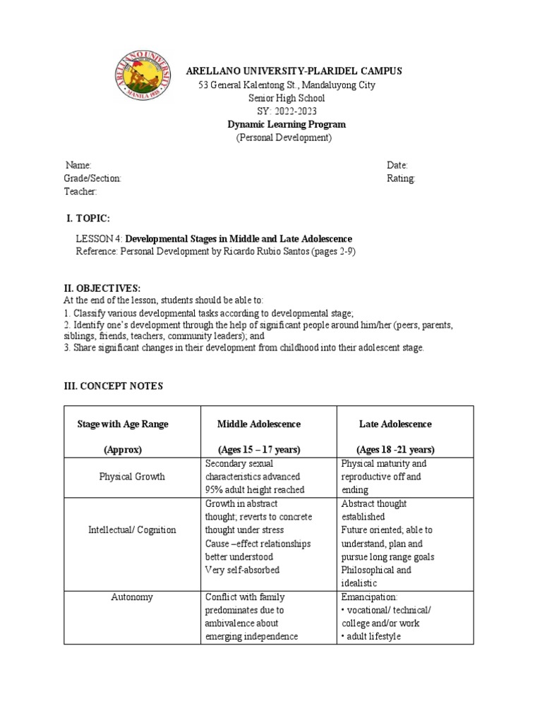 Developmental Stages in Adolescence | PDF | Adolescence | Friendship
