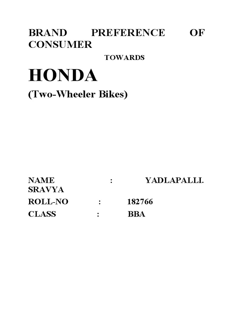 Brand Preference of Consumer 1 | PDF | Motorcycle | Brand