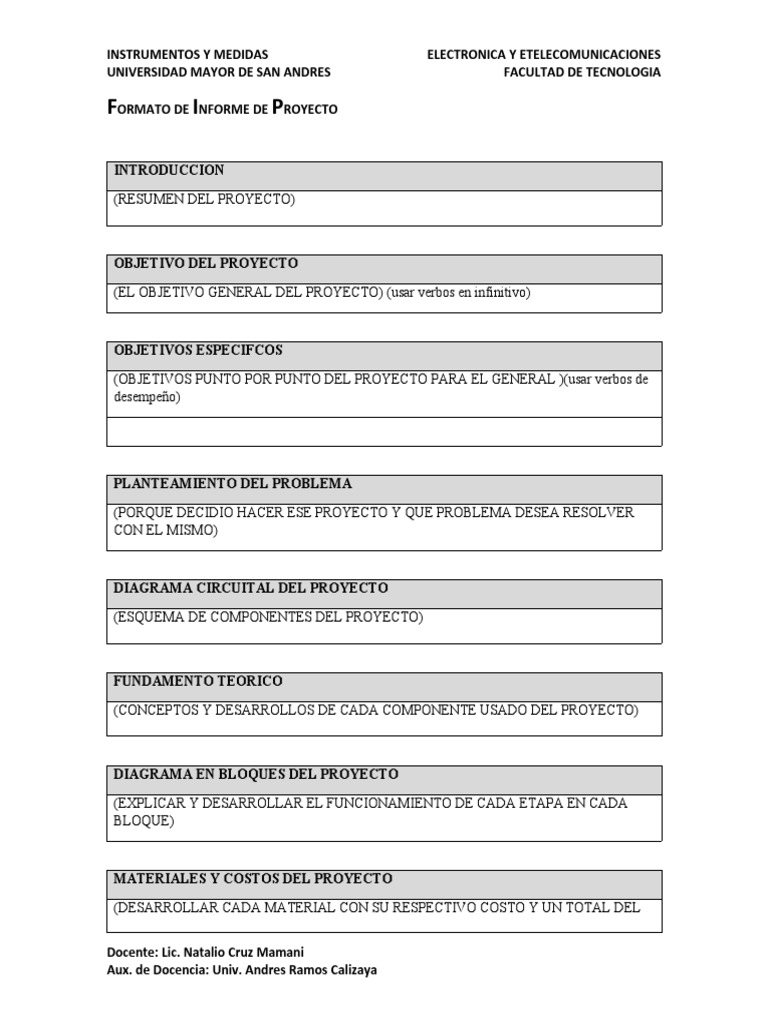 Formato de Informe de Proyecto | PDF