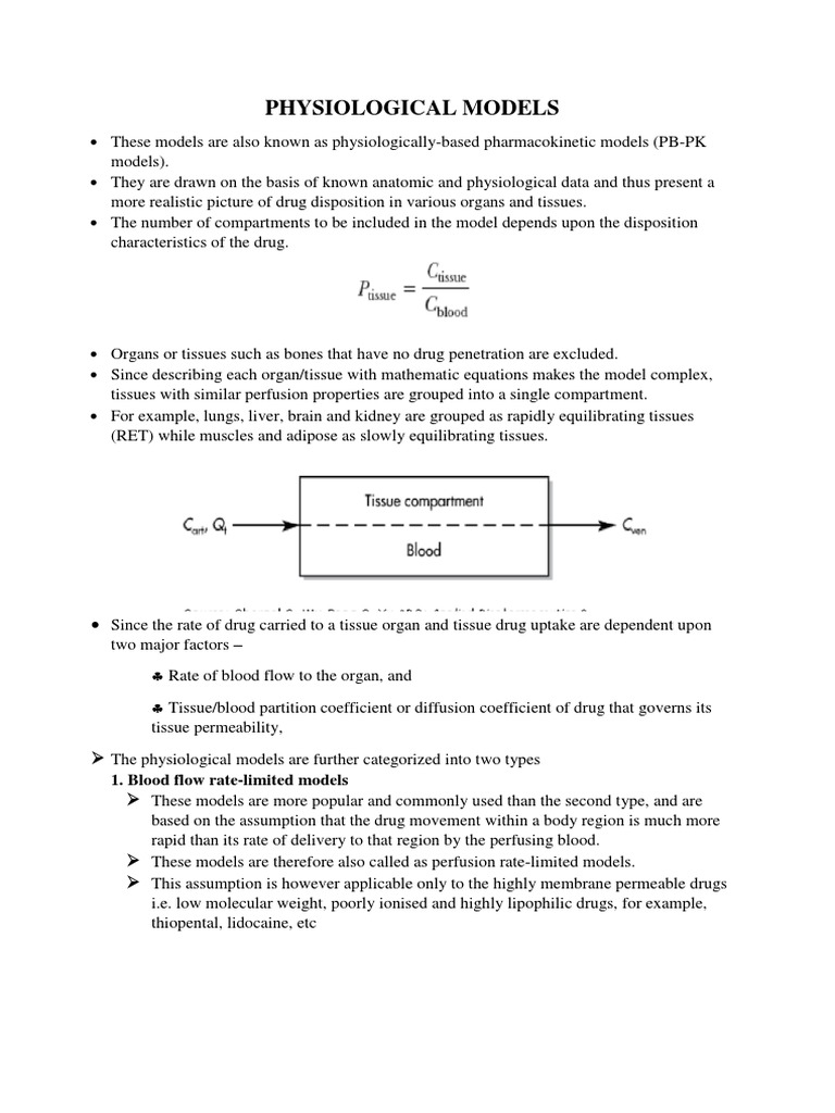 Physiological Models | Download Free PDF | Pharmacokinetics | Chemistry