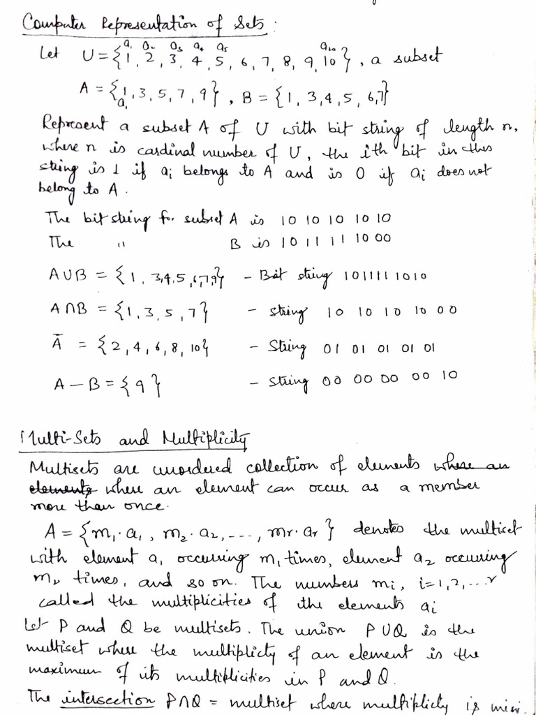 Comp. Represt. of Set, Multi Set | PDF