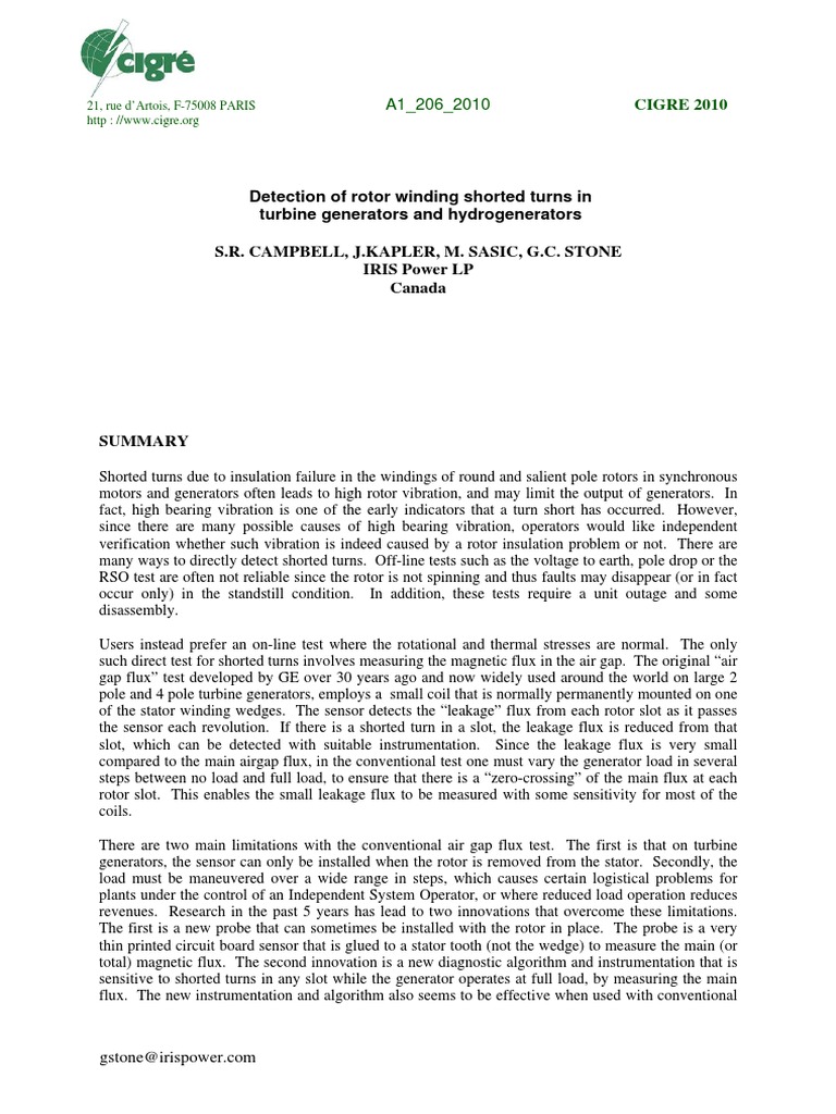 Detection Of Rotor Winding Shorts In Turbine Generators And Hydrogenerators Overcoming