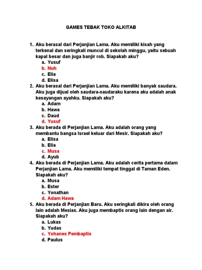 Game Tebak Tokoh Alkitab | PDF | Ilmu Sosial | Sejarah