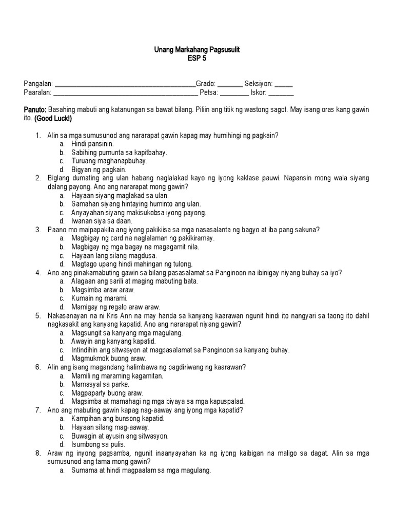 PT - Esp 5 - Q1 | PDF