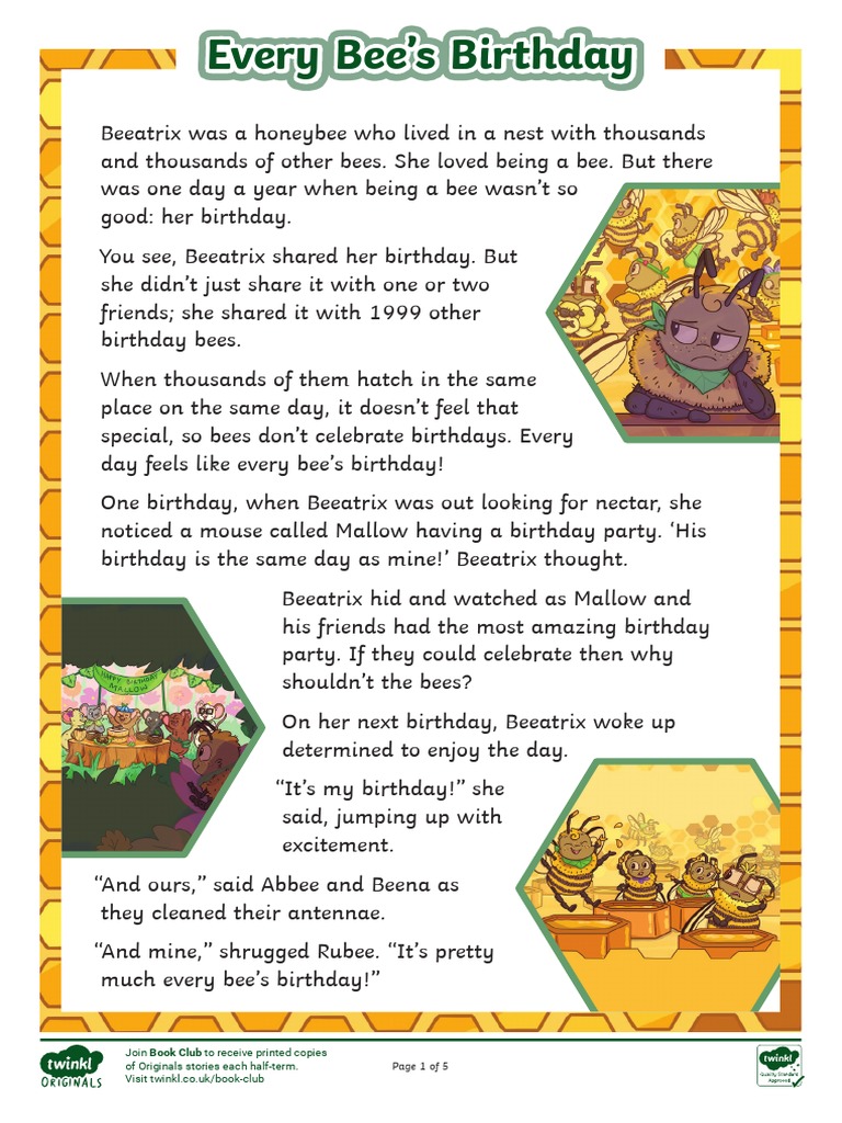 T e 1663677091 Year 2 Every Bees Birthday Differentiated Reading ...