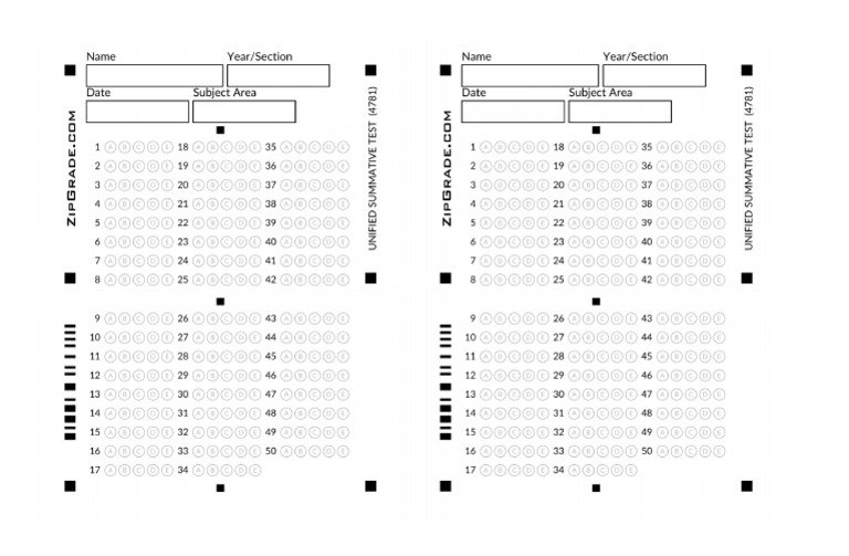 Answer Sheet (50 Items) | PDF