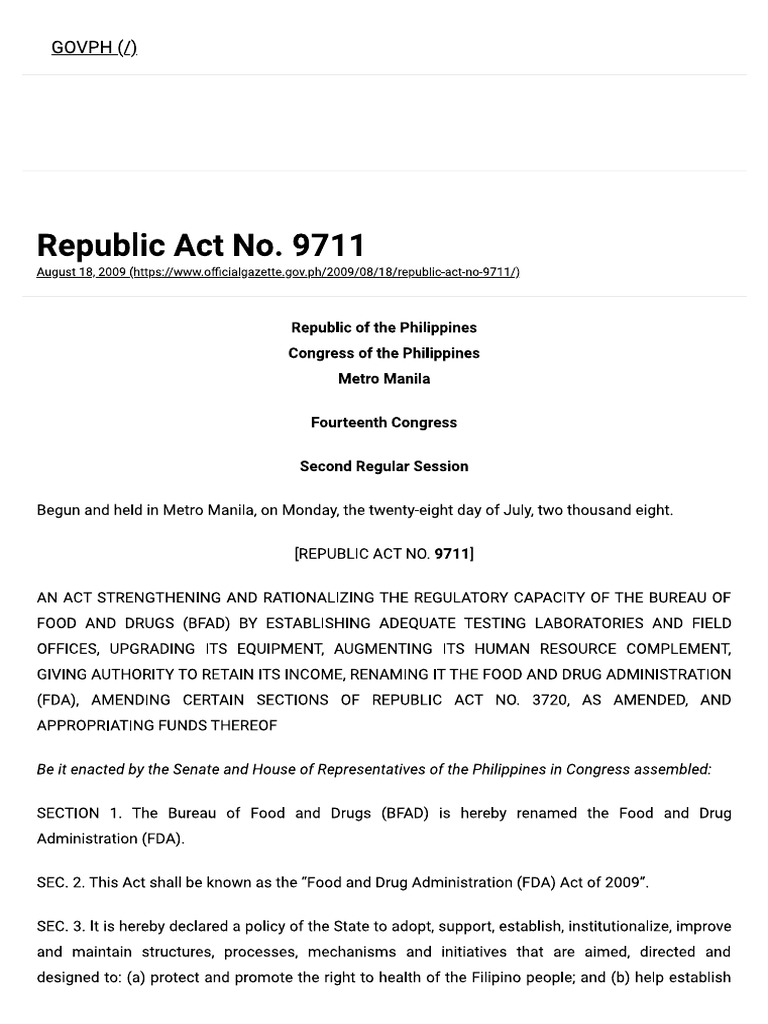 RA 9711 FDA Act | PDF